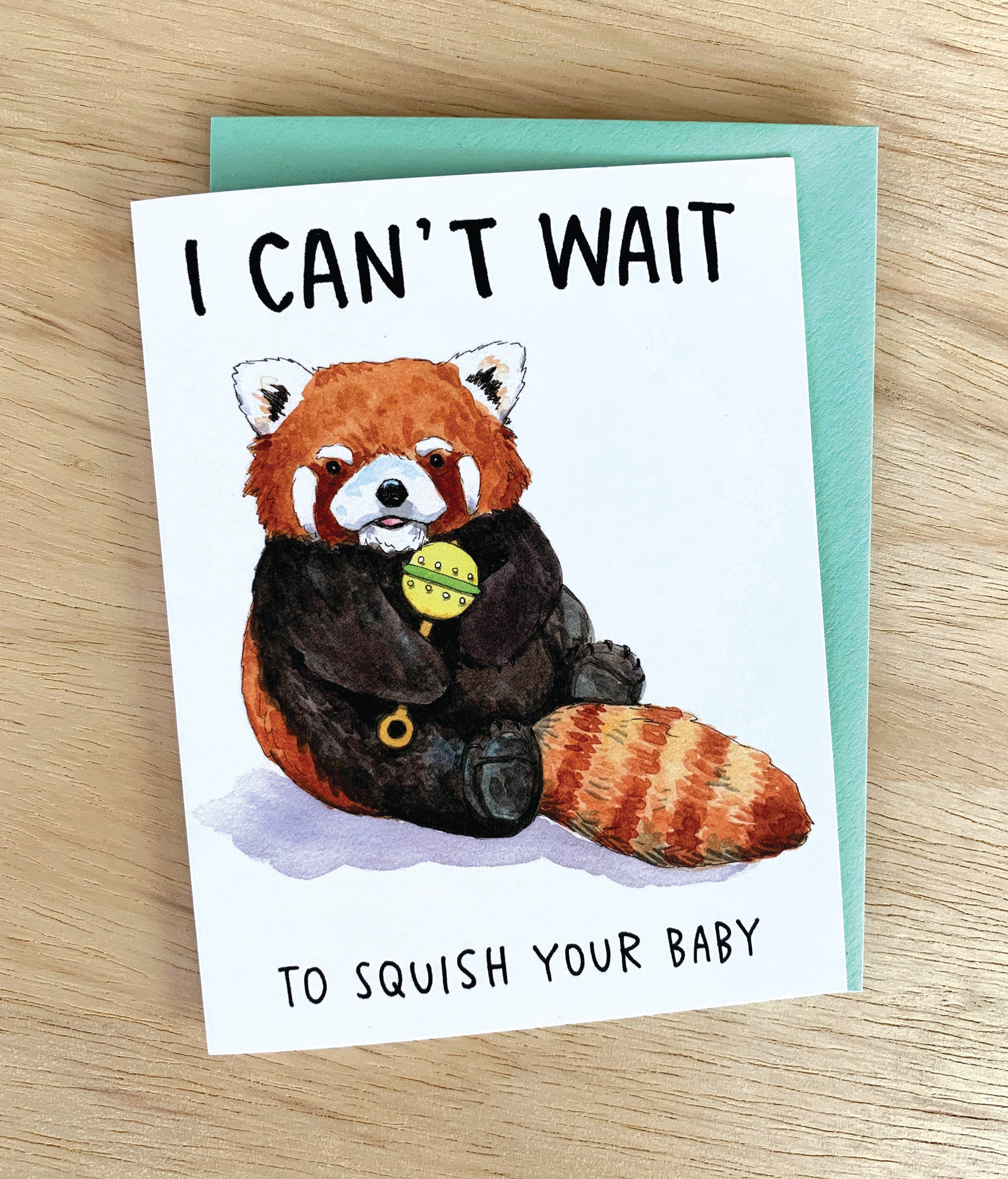 "Can't Wait to Squish Your Baby" Red Panda Baby Shower Card – The Noble ...