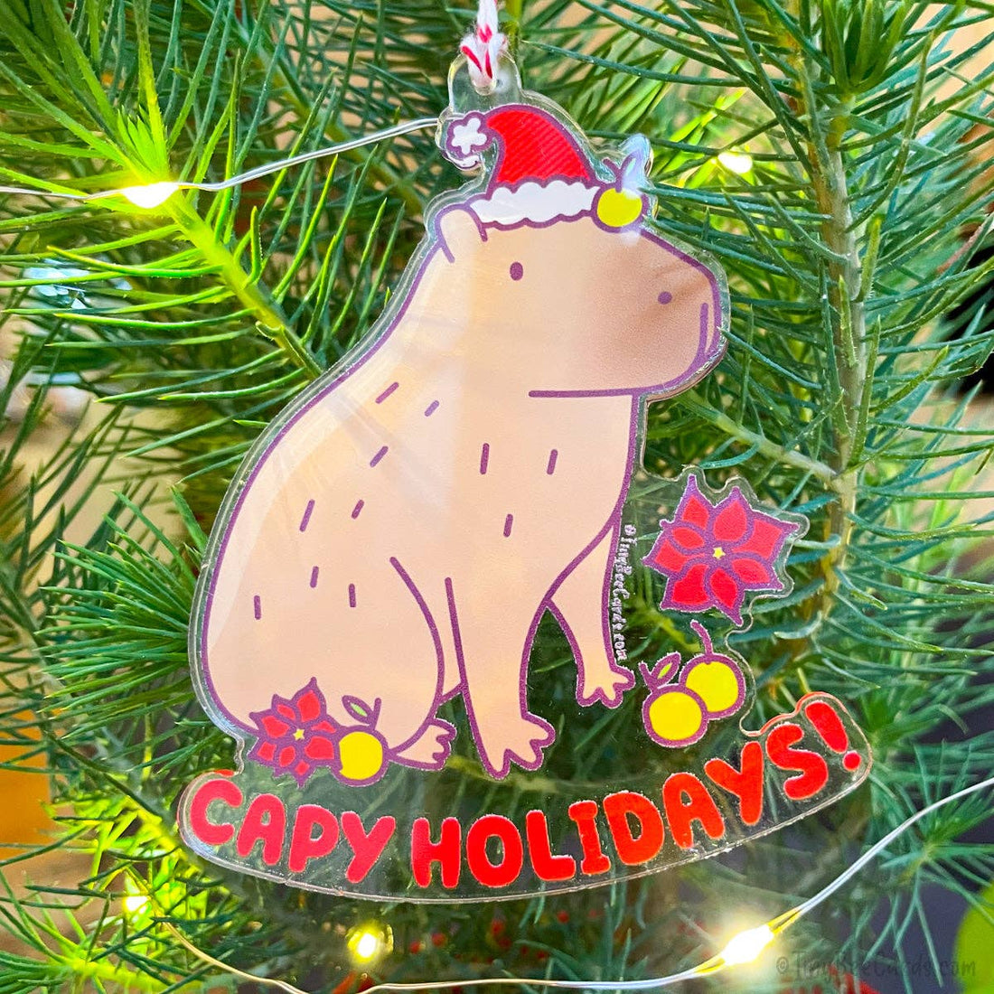 "Capy Holidays" Capybara Christmas Ornament – The Noble Capybara