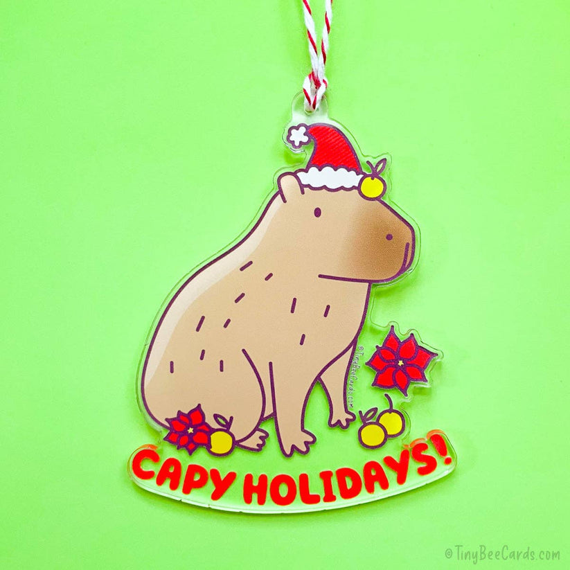 "Capy Holidays" Capybara Christmas Ornament – The Noble Capybara