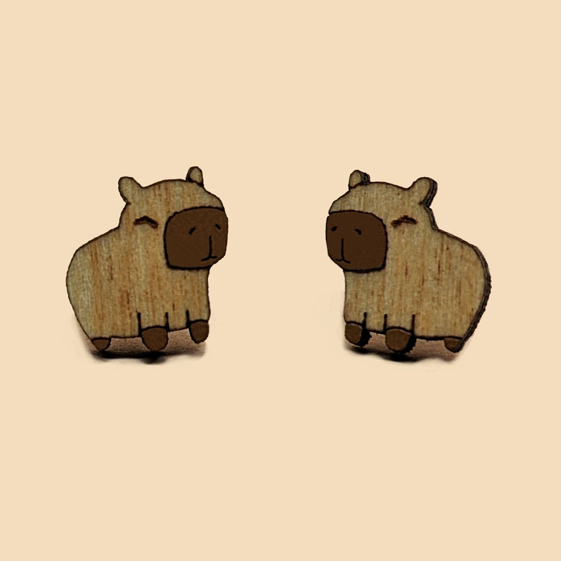 Wooden Capybara Stud Earrings – The Noble Capybara